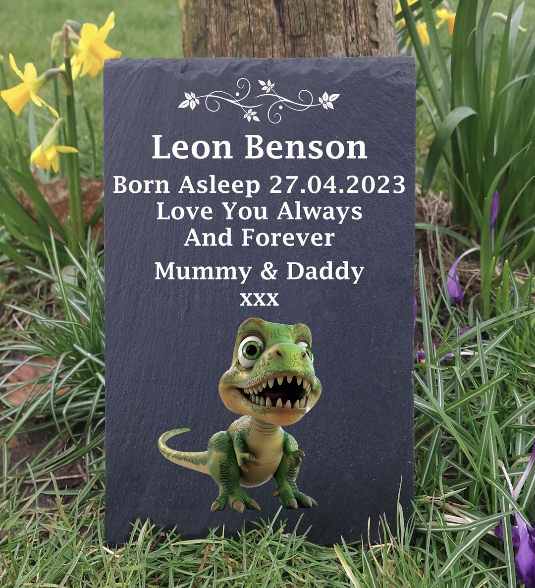 T-rex Dinosaur Slate Child Headstone, Engraved Memorial Grave Marker - Etsy