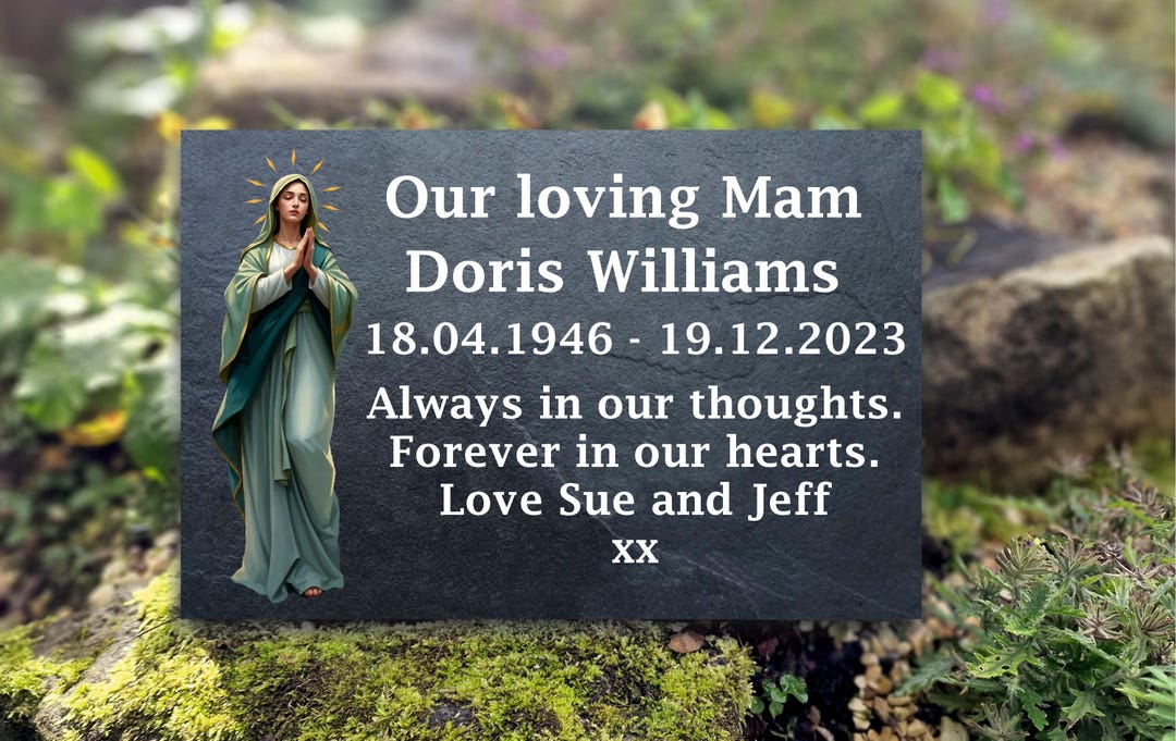 Personalised Slate Memorial Plaque, Virgin Mary Garden Tribute - Etsy