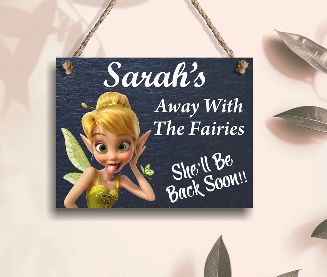 Away With the Fairies Funny Personalised Fairy Garden Slate Sign 4 ...