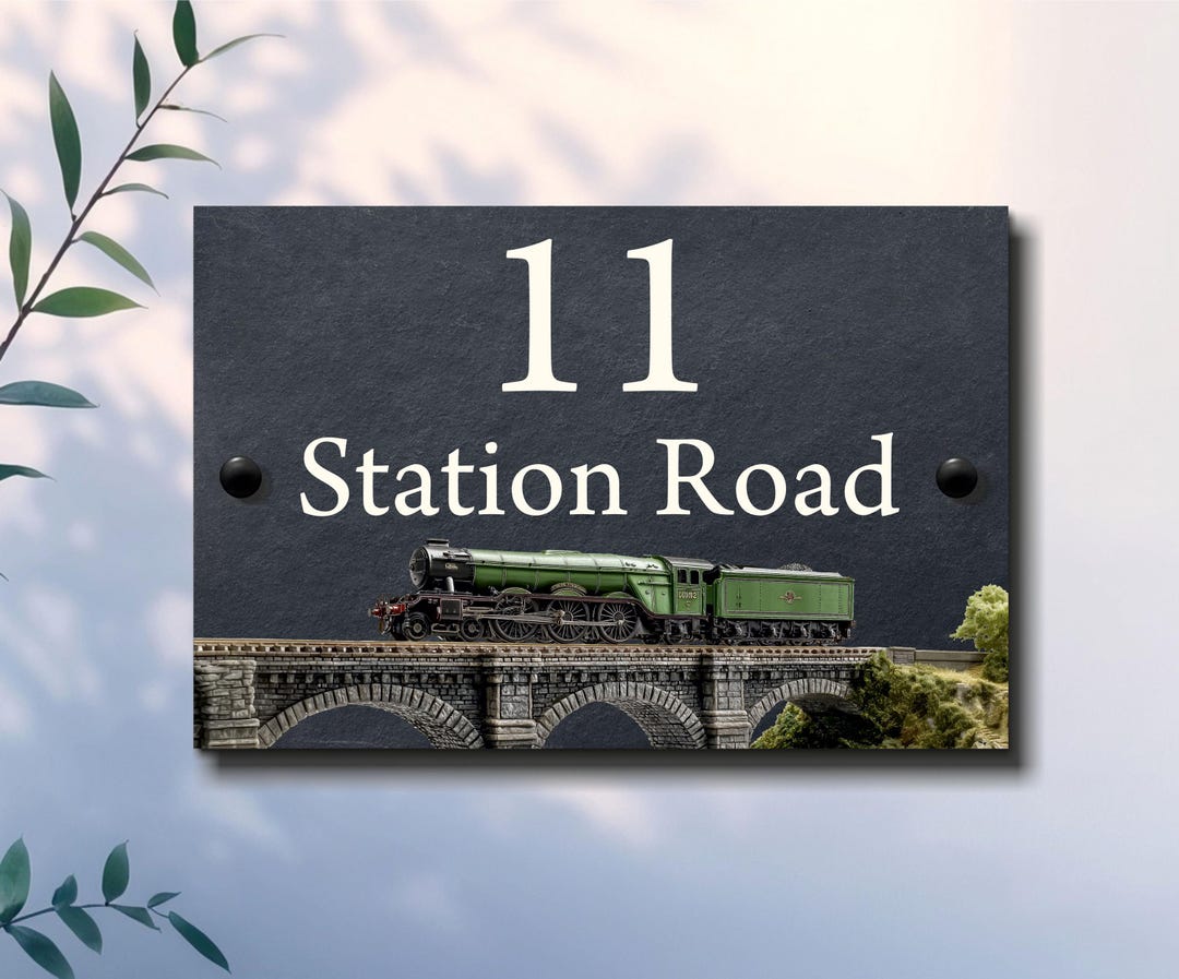 Personalised Flying Scotsman Slate Sign – Custom House Number Plaque - Etsy