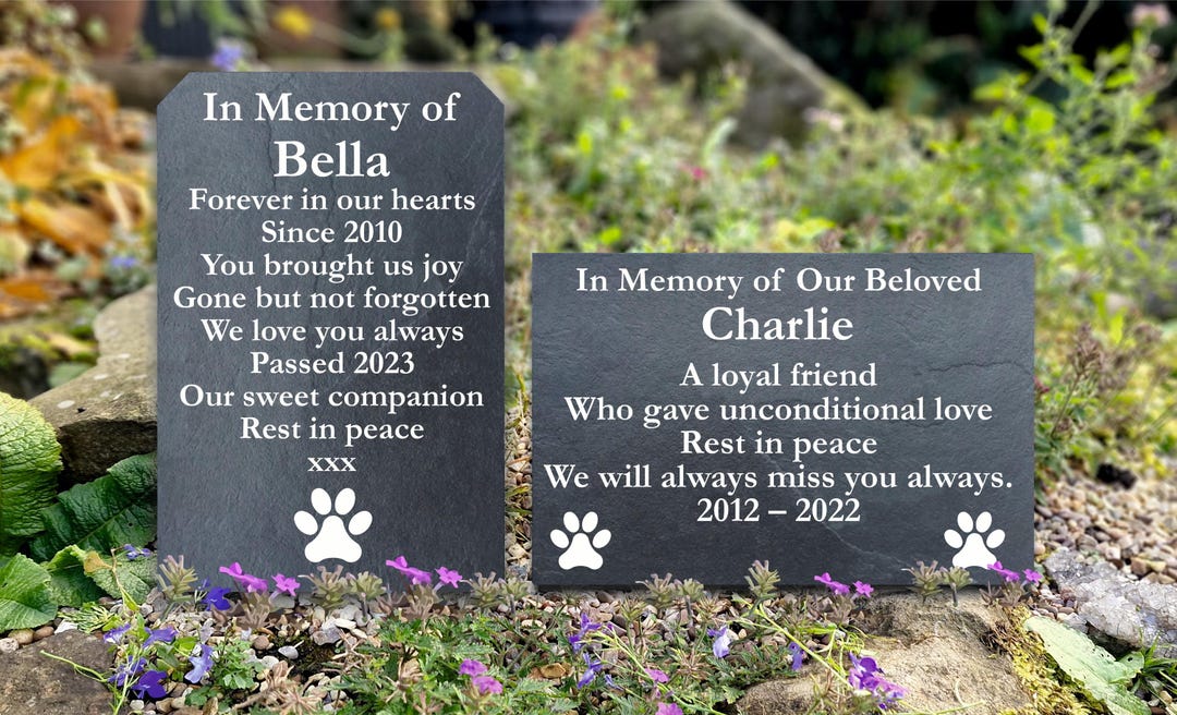 Natural Slate Pet Dog Cat Memorial Grave Marker Headstone 2 Sizes ...