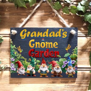 Personalise Gnome Garden Slate 4 Sizes Uv Various Designs Weatherproof ...