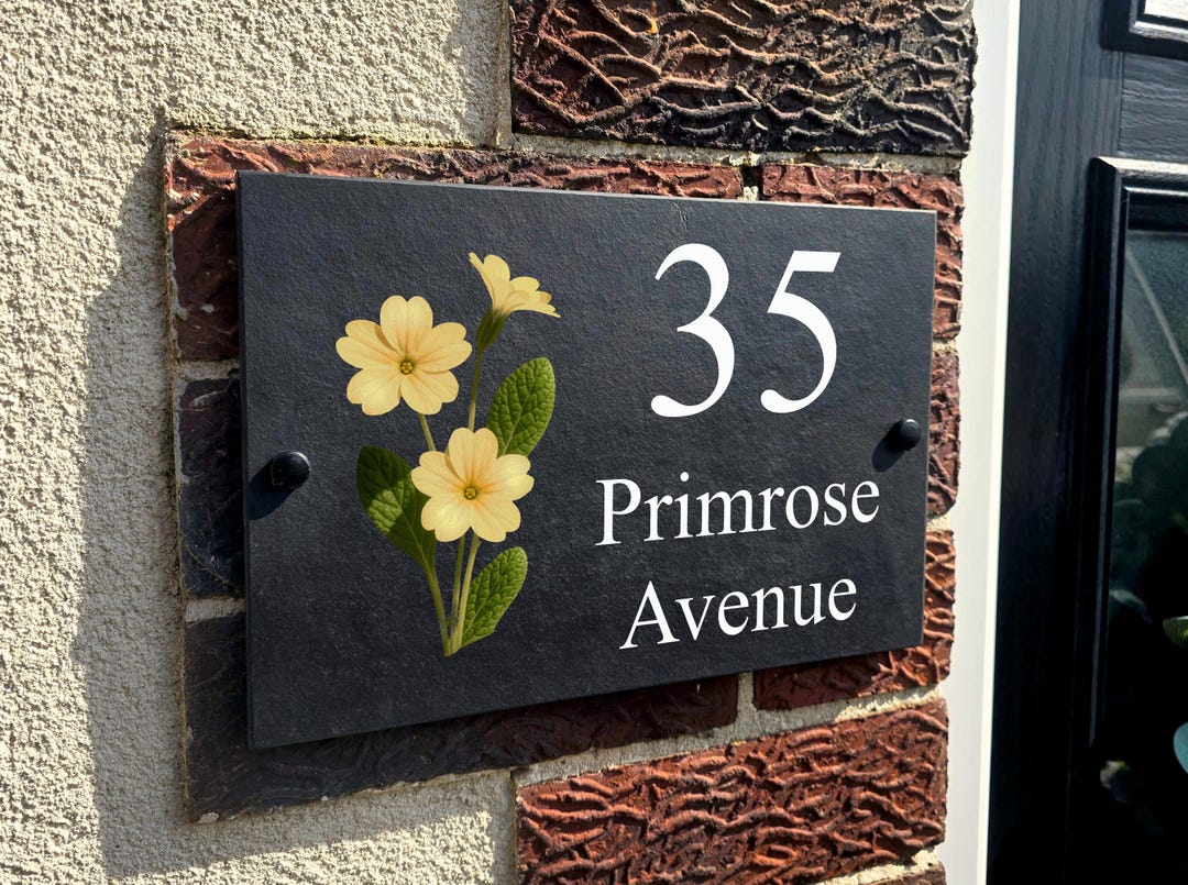 Primrose Natural Slate House Sign Name Number Ideal House Warming ...
