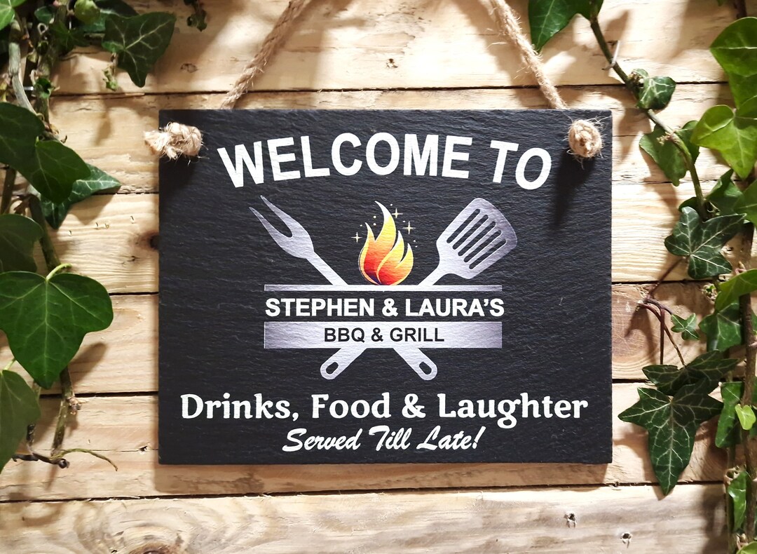 Personalised BBQ Slate Sign, Custom Grill Plaque, Garden Decor - Etsy
