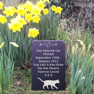 Natural Slate Pet Cat Stalking Silhouette Memorial Headstone 3 | Etsy
