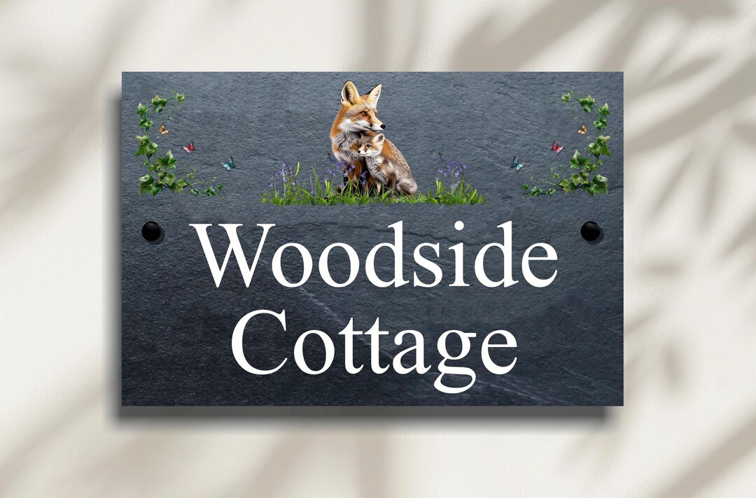 Wildlife Natural Slate House Sign Name Number 30cm X 20cm Various ...