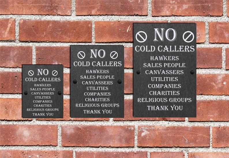 No Cold Callers Hawkers Sales etc Slate Engraved House Sign | Etsy