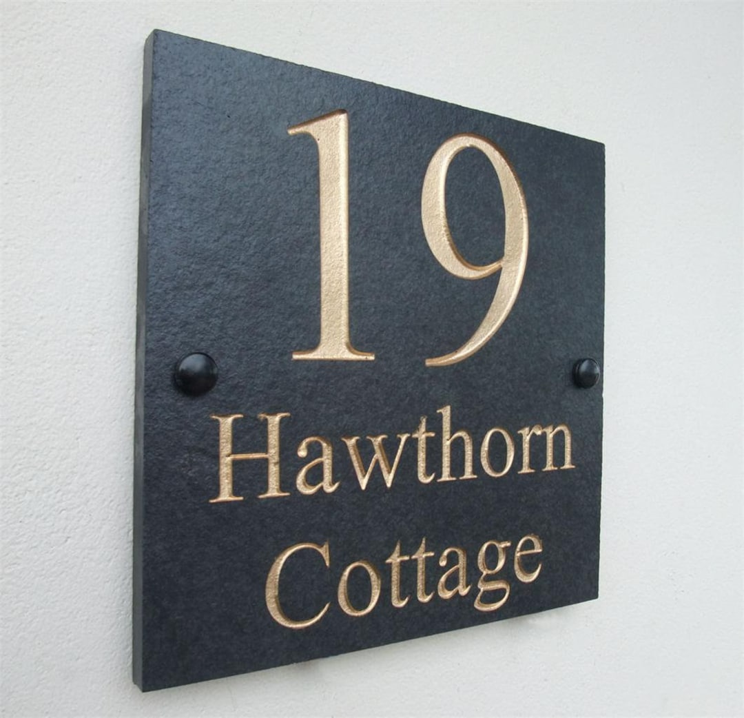 Quality Deep Engraved 50cm X Various Slate House Signs Name Number ...