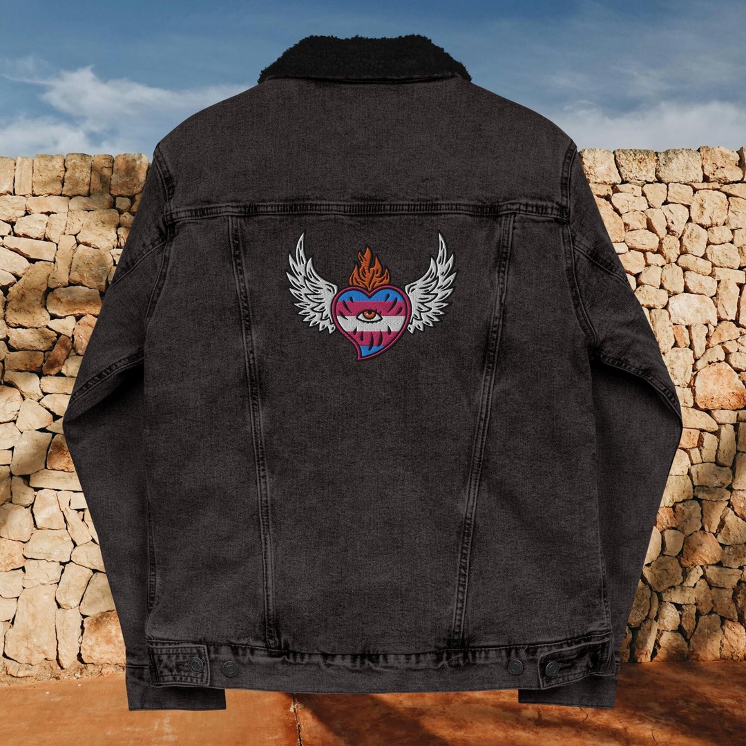 Winged Heart Trans Flag Heart With Wings Trans Pride Unisex Denim ...