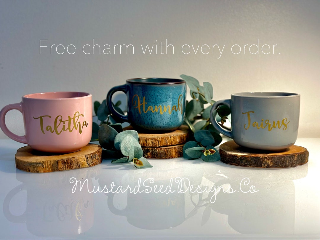 Hand Finished Matt Custom Mugs, Personalised Vinyl Name Mug, Custom ...