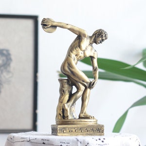 Discobolus Statue Ancient Greek Disc Thrower Bronze Finish Sculpture ...