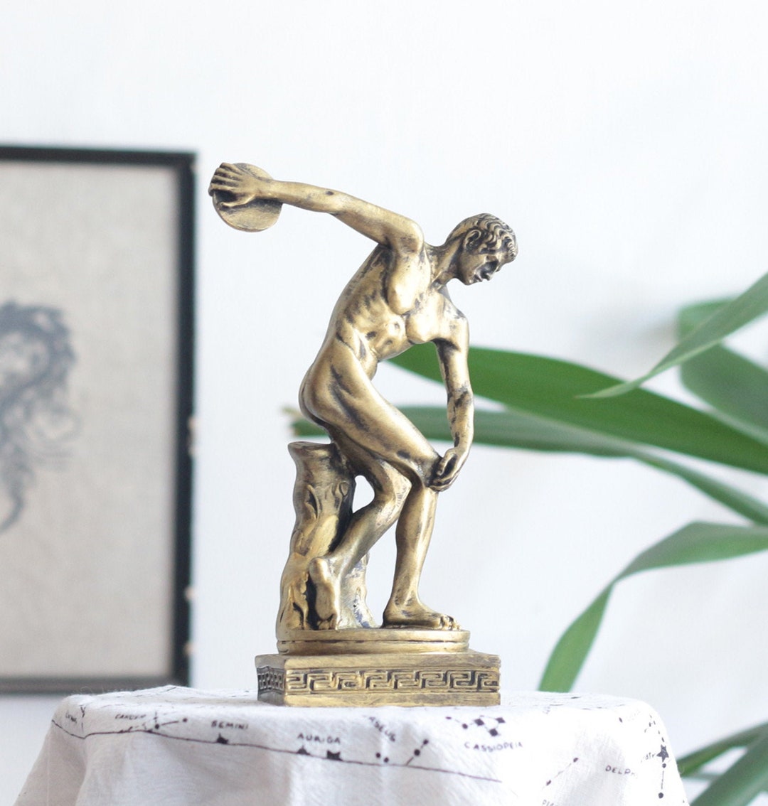 Discobolus Statue Ancient Greek Disc Thrower Bronze Finish Sculpture ...