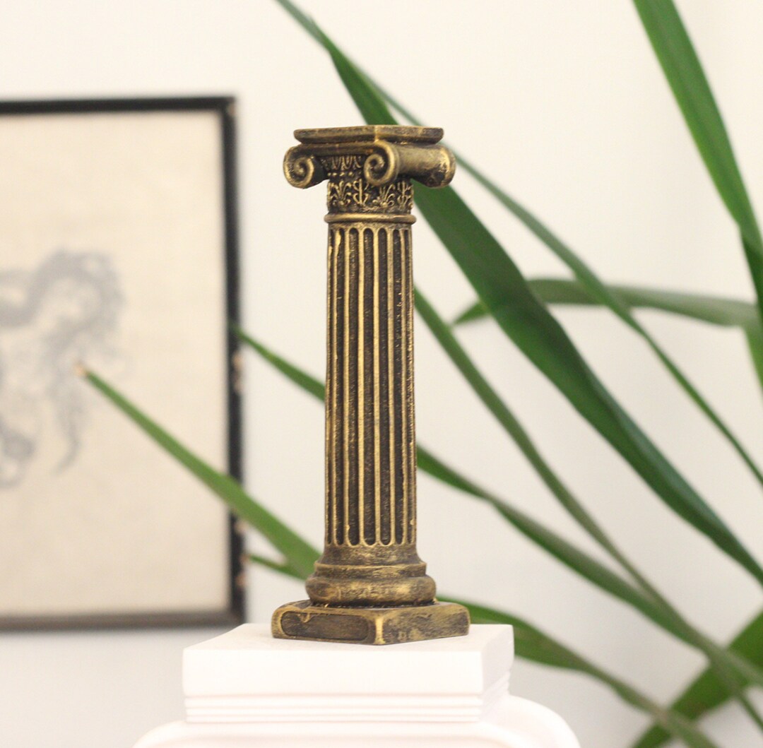 Greek Column, Hand Painted Statue, Marble Sculpture, Ionic Order Column ...