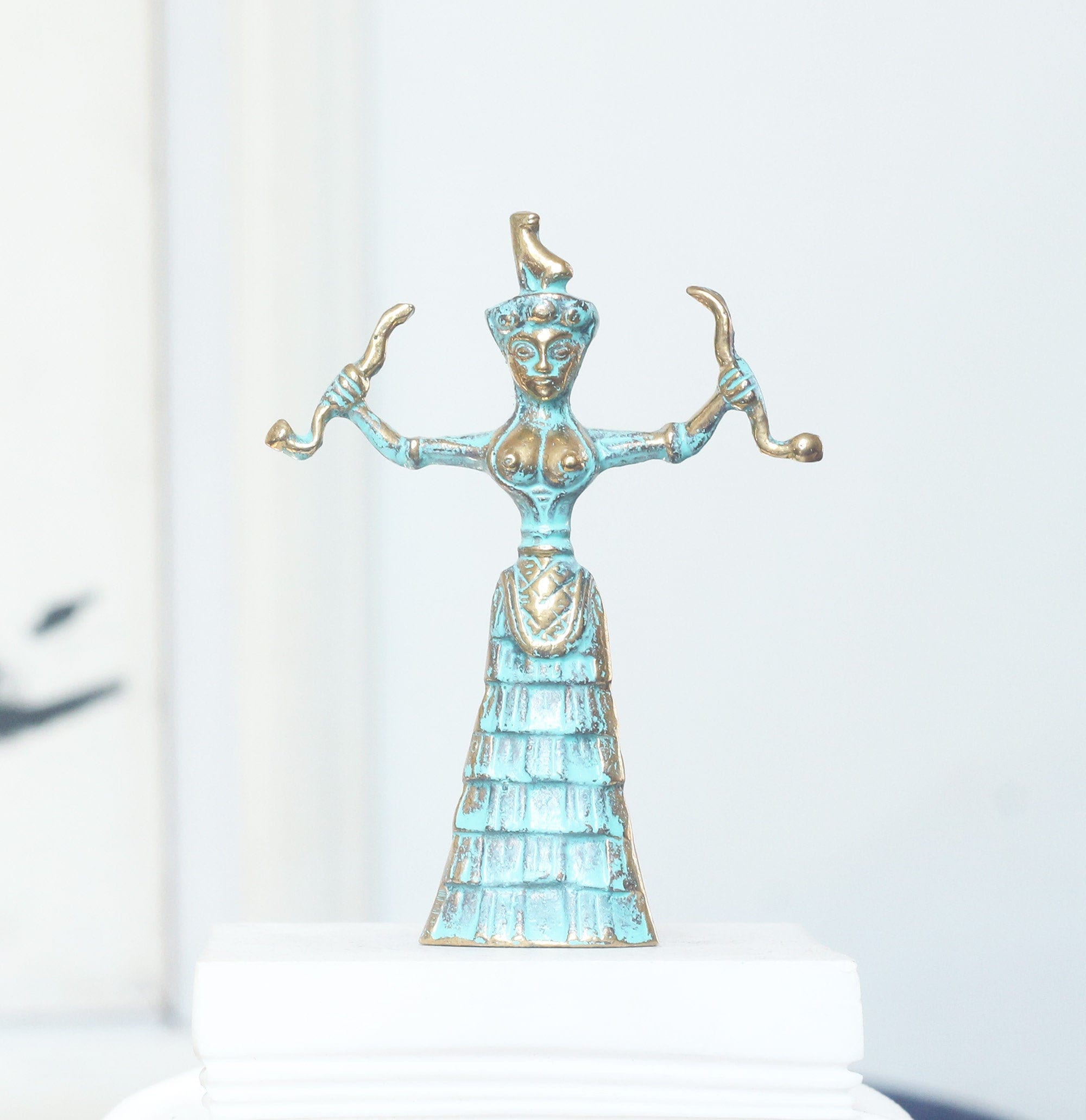 Sculpture Minoan Snake Goddess Bronze Sculpture Ancient Greek Handmade ...
