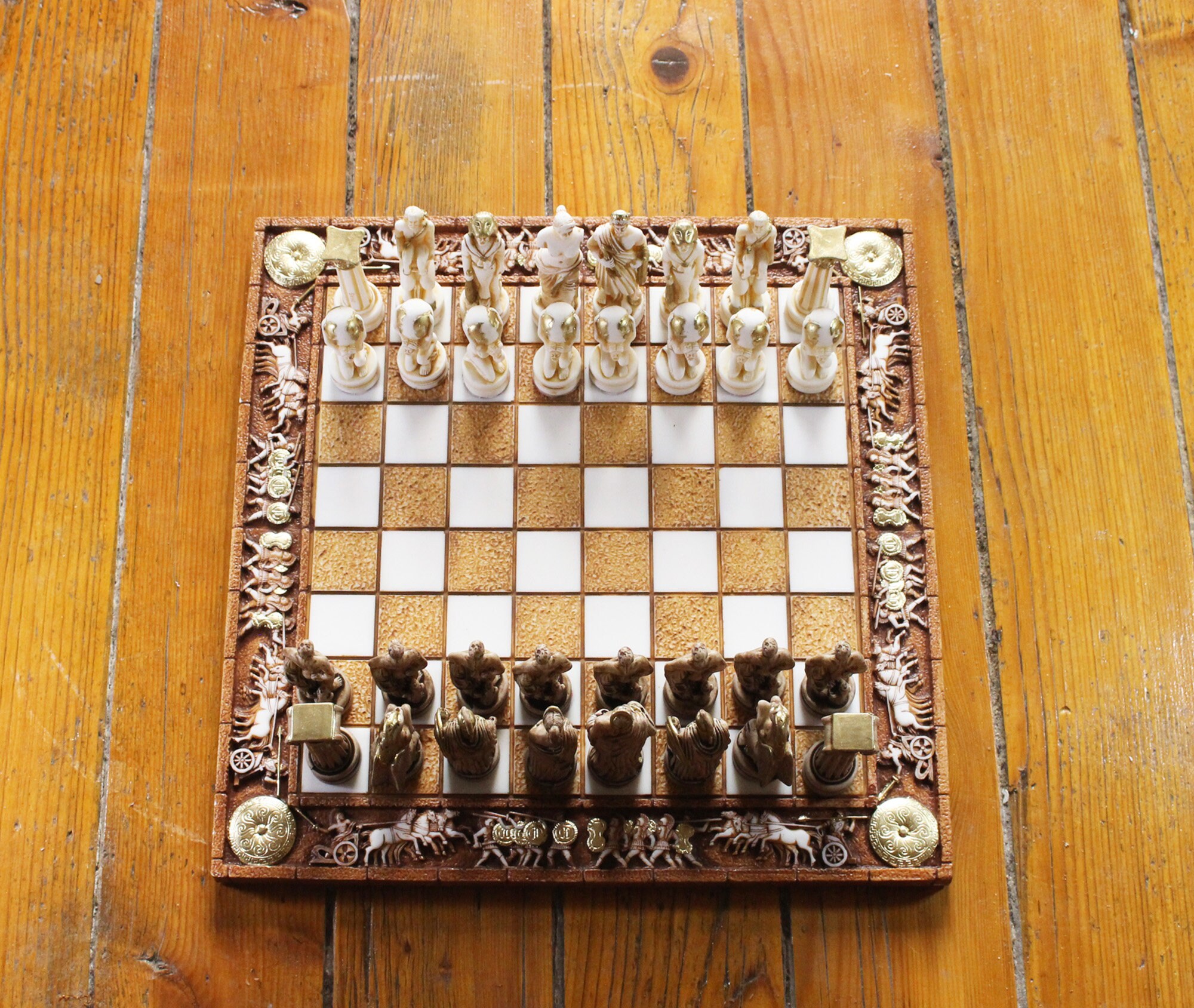 Hercules Vs Atlas Ceramic Chess Set Game 32 Pawns & Battle | Etsy