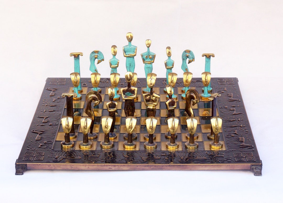 Ancient Greek Cycladic Chess Table Chess Set Bronze Chess Pieces Greek ...