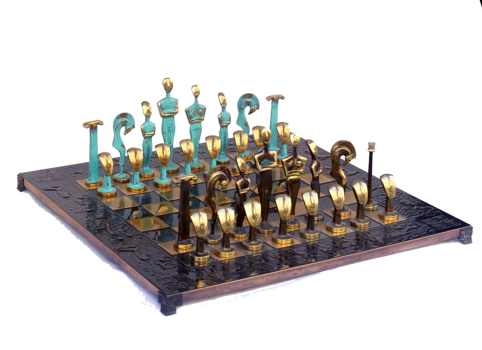 Ancient Greek Cycladic Chess Table Chess Set Bronze Chess - Etsy