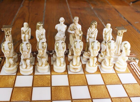 Greek Mythology Greek Gods Chess Table Chess Set Hercules Vs Atlas ...
