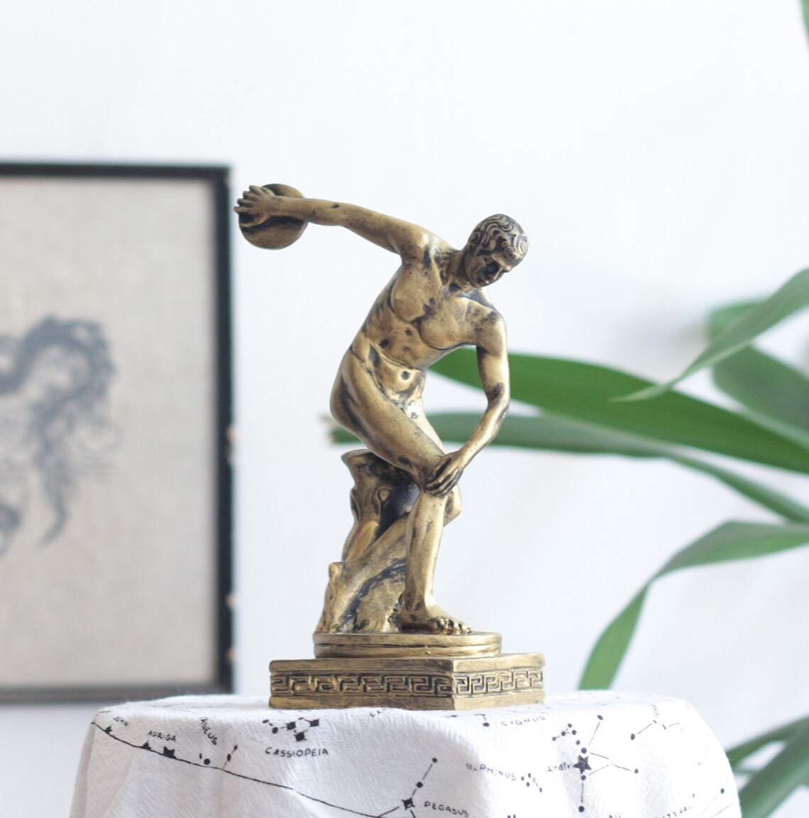 Discobolus Statue Ancient Greek Disc Thrower Bronze Finish - Etsy