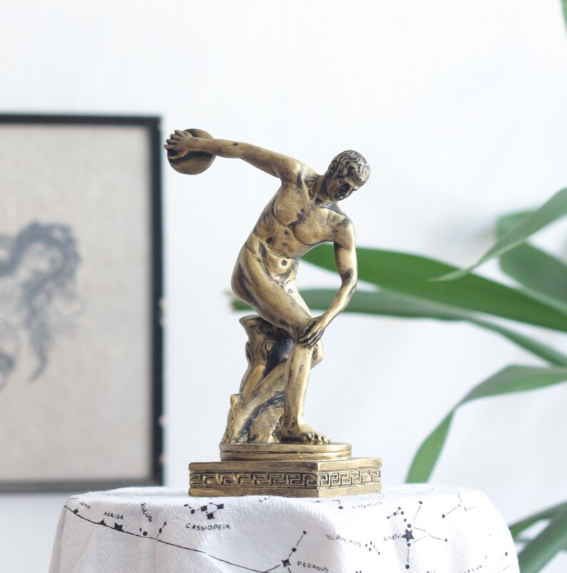 Discobolus Statue Ancient Greek Disc Thrower Bronze Finish - Etsy