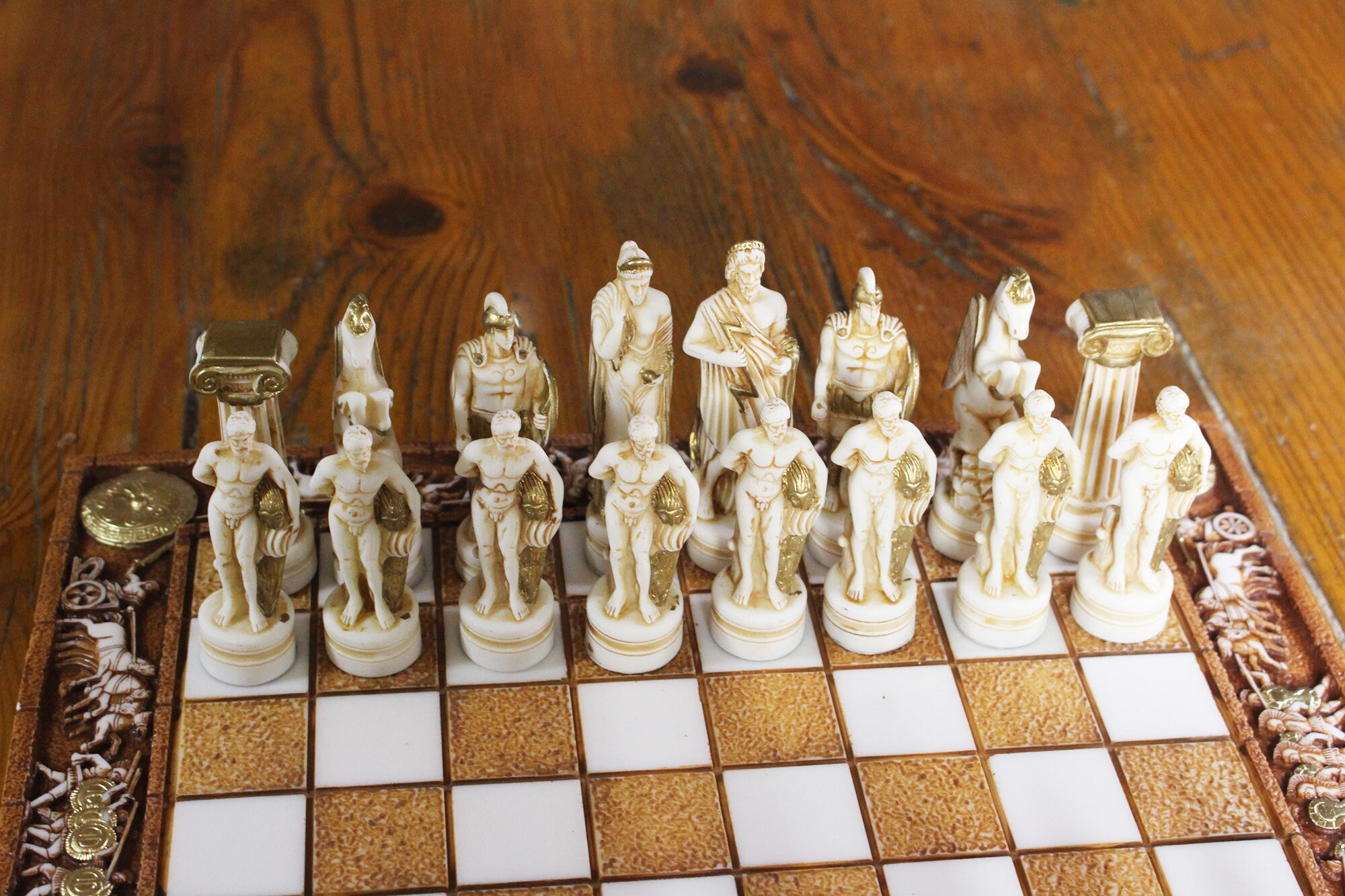 Greek Mythology Greek Gods Chess Table Chess Set Hercules Vs Atlas ...