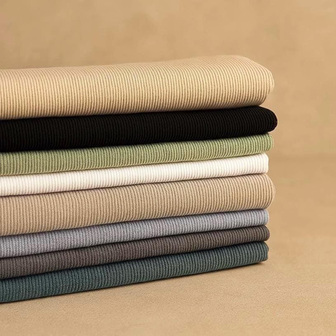 Cotton Jersey Rib Knit Fabric - Soft Stretch Ribbed Cuffing Materia ...