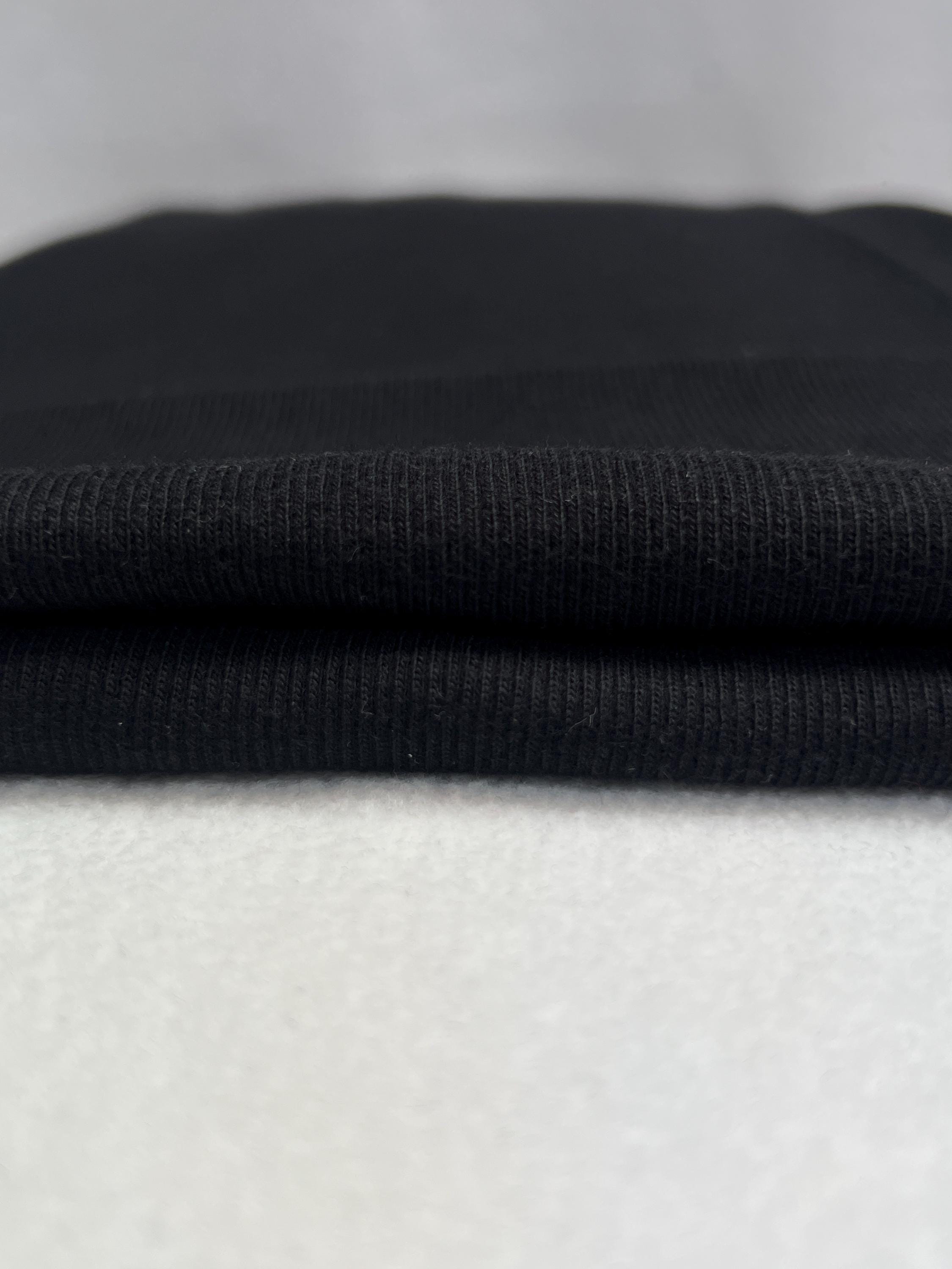 Rib Knit Jersey Fabric - Black Ribbing Cuffs Neckline Waistbands ...