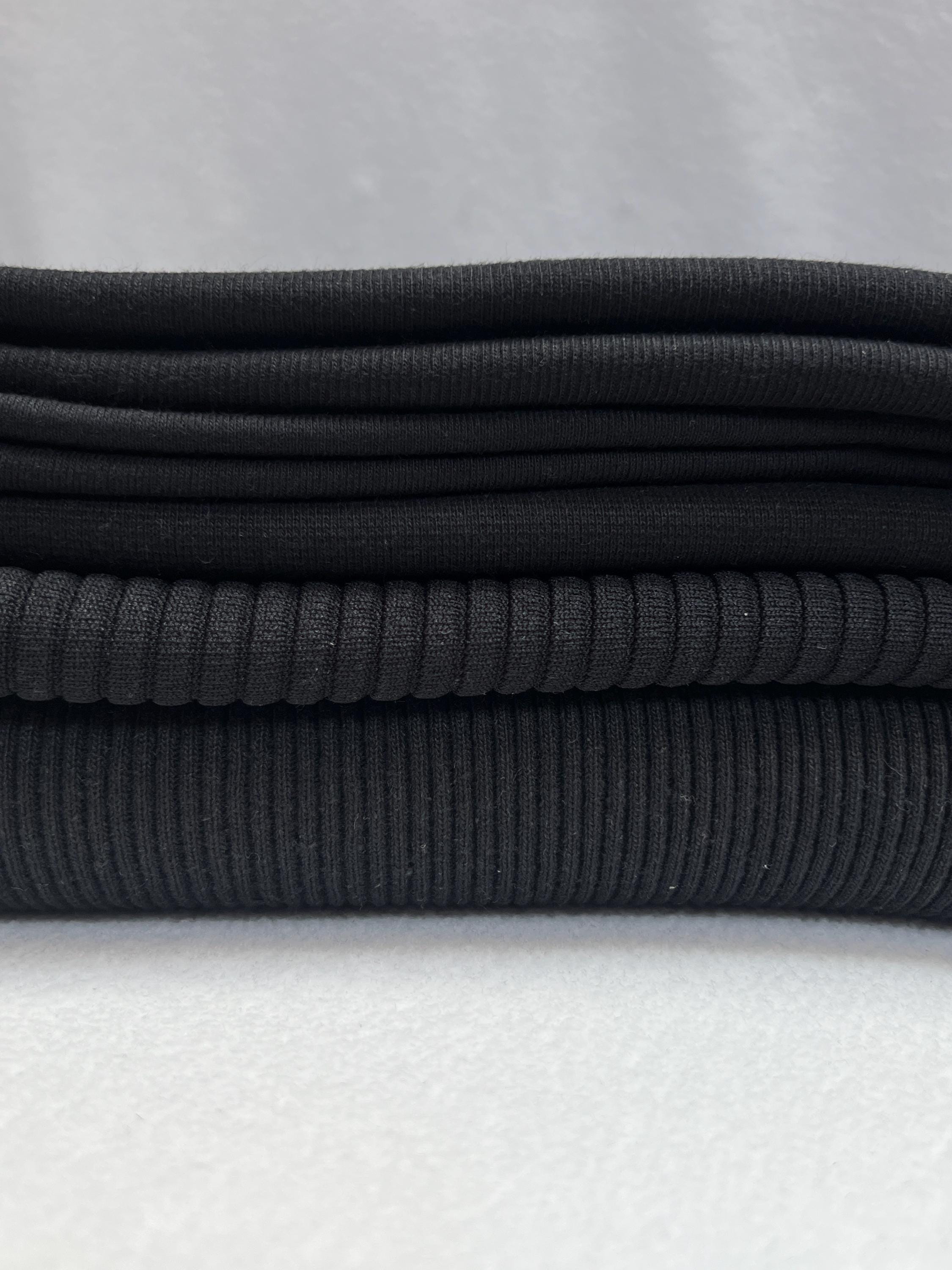 Rib Knit Jersey Fabric - Black Ribbing Cuffs Neckline Waistbands ...