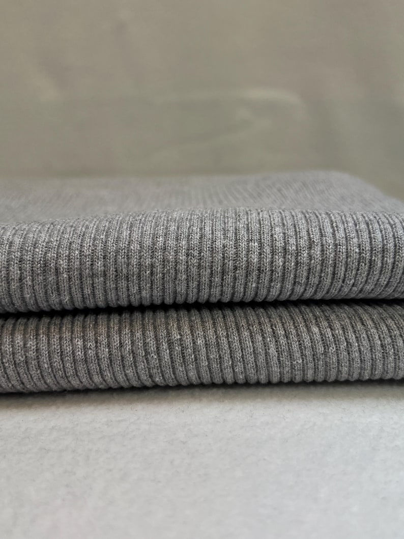 Premium Heavy Ribbed Cotton Fabric for Stylish Cuffs and Collars - Grey ...