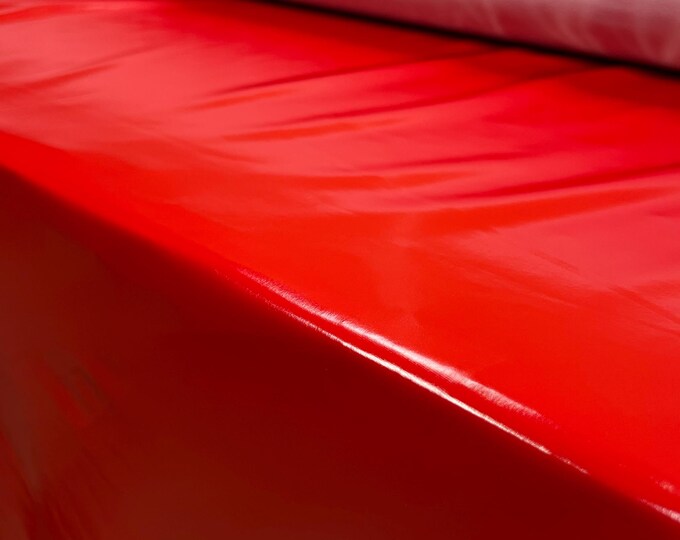 PVC Stretch High Shine Leather Fabric. Red Bonded PVC Latex High Gloss ...