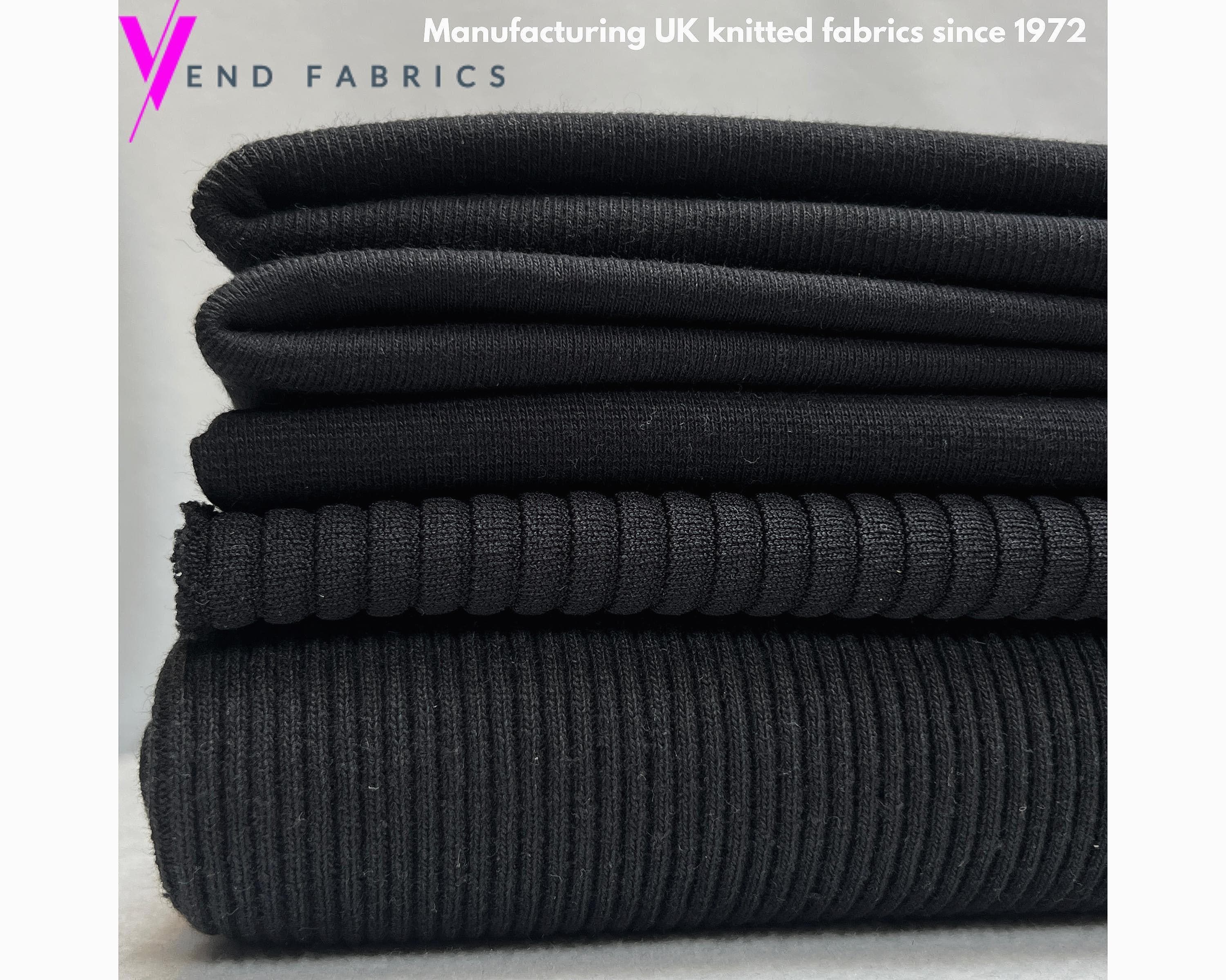 Rib Knit Jersey Fabric - Black Ribbing Cuffs Neckline Waistbands ...