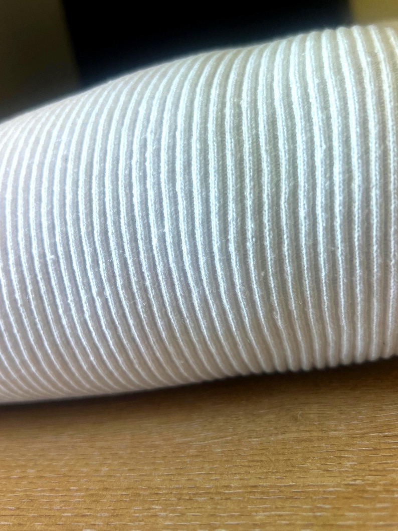 White Cotton Heavy Rib Fabric - Chunky Knit Stretch Ribbing Material ...