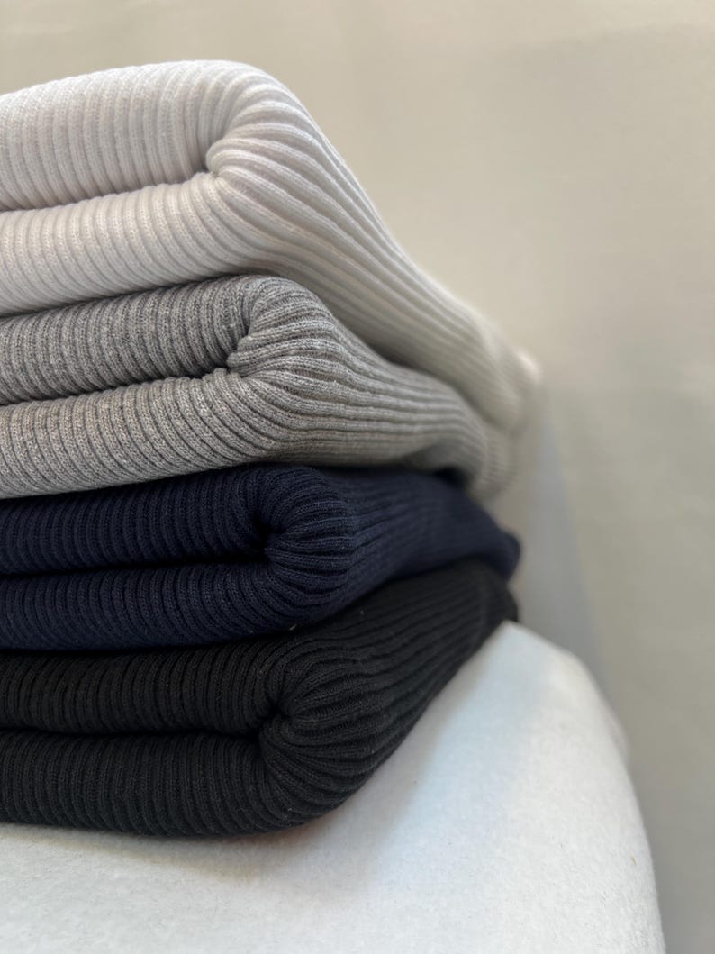 Premium Heavy Ribbed Cotton Fabric for Stylish Cuffs and Collars - Grey ...