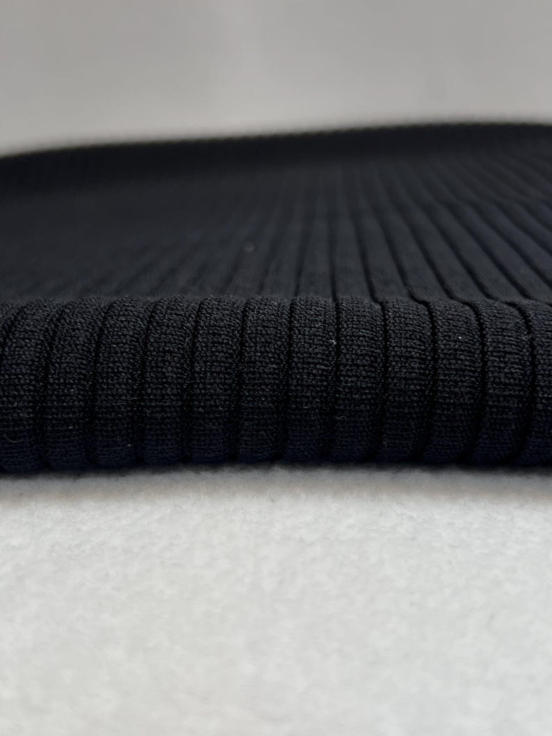 Rib Knit Jersey Fabric - Black Ribbing Cuffs Neckline Waistbands ...