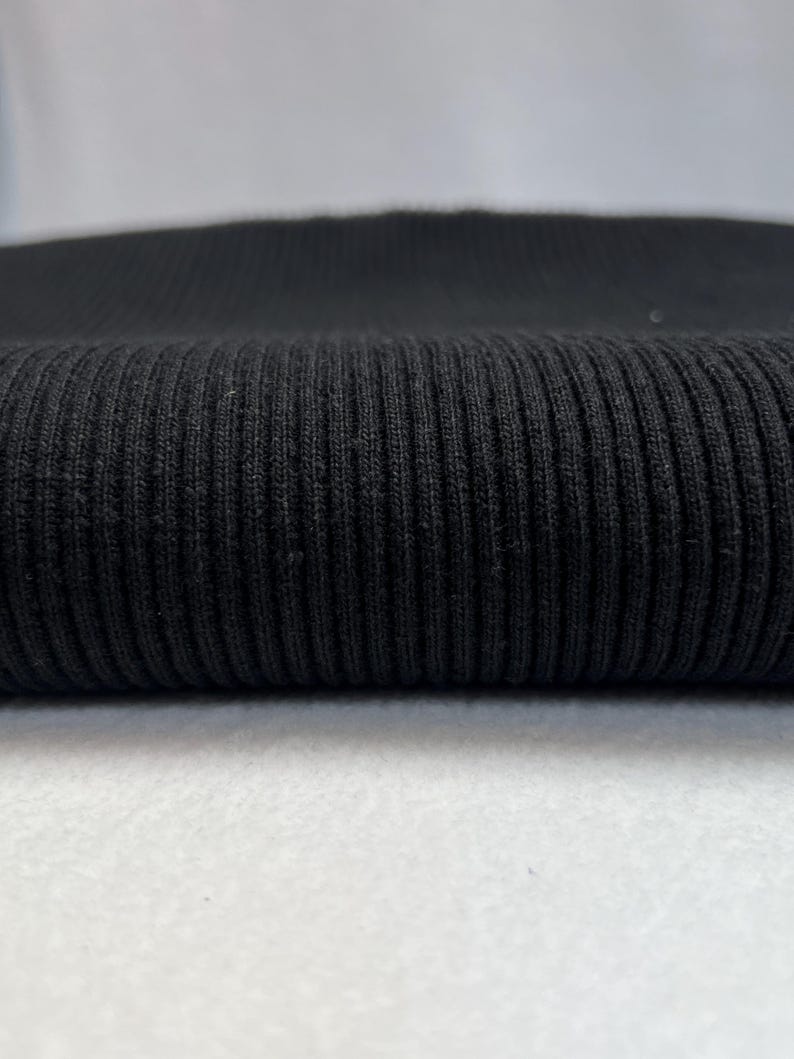 Rib Knit Jersey Fabric - Black Ribbing Cuffs Neckline Waistbands ...