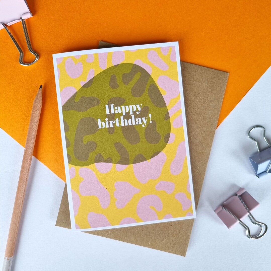 Happy Birthday Leopard Print Greeting Card Eco-friendly Modern ...