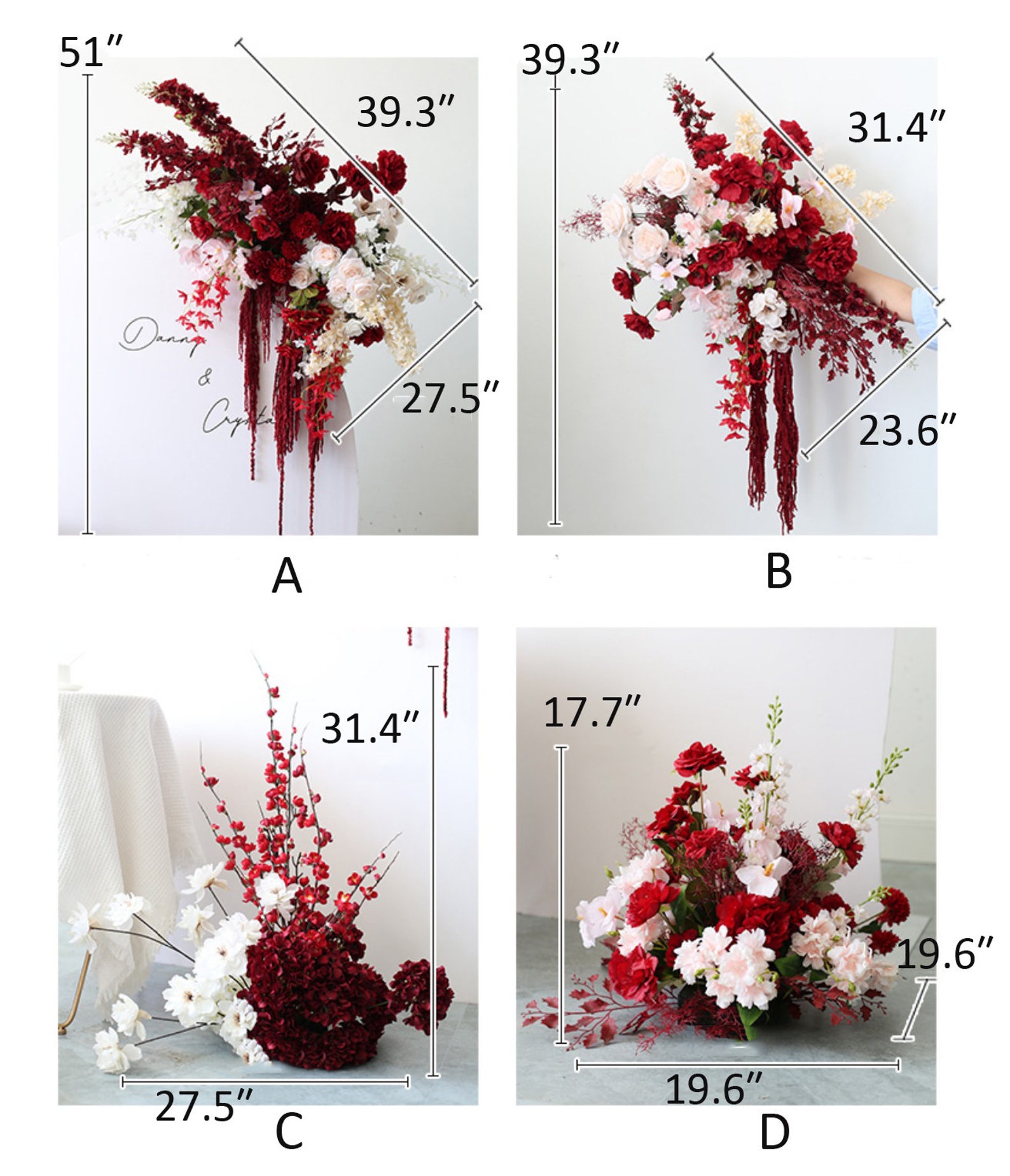 Red Wedding Archway Flower Wedding Corner Swag Outdoor - Etsy