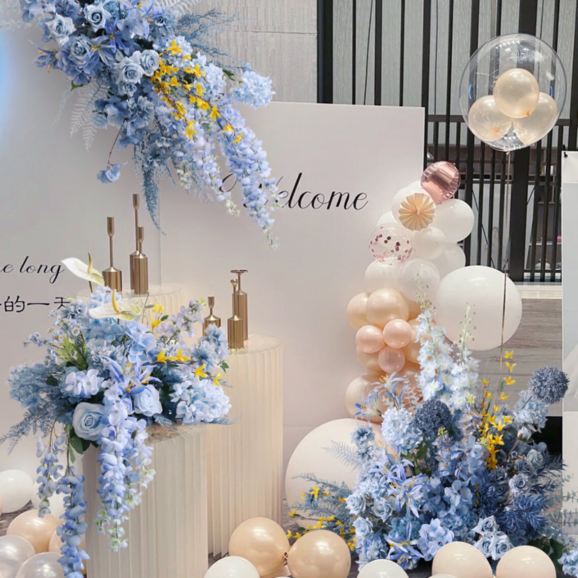 Dusty Blue Floral Arch Swag Wedding Archway Backdrop Flower Garland ...