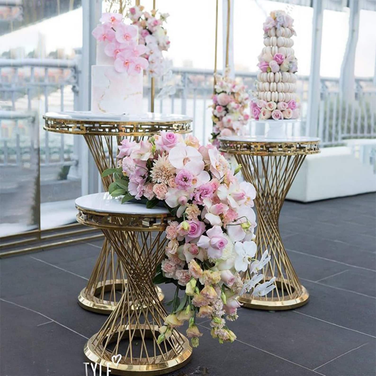 Gold Plated Wedding Metal Flower Stand Geometric Centerpiece Stand ...