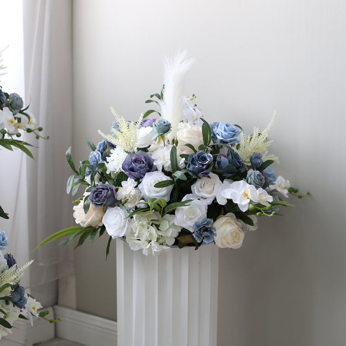 Flower Arrangements Centerpiece for Table Blue Floral - Etsy