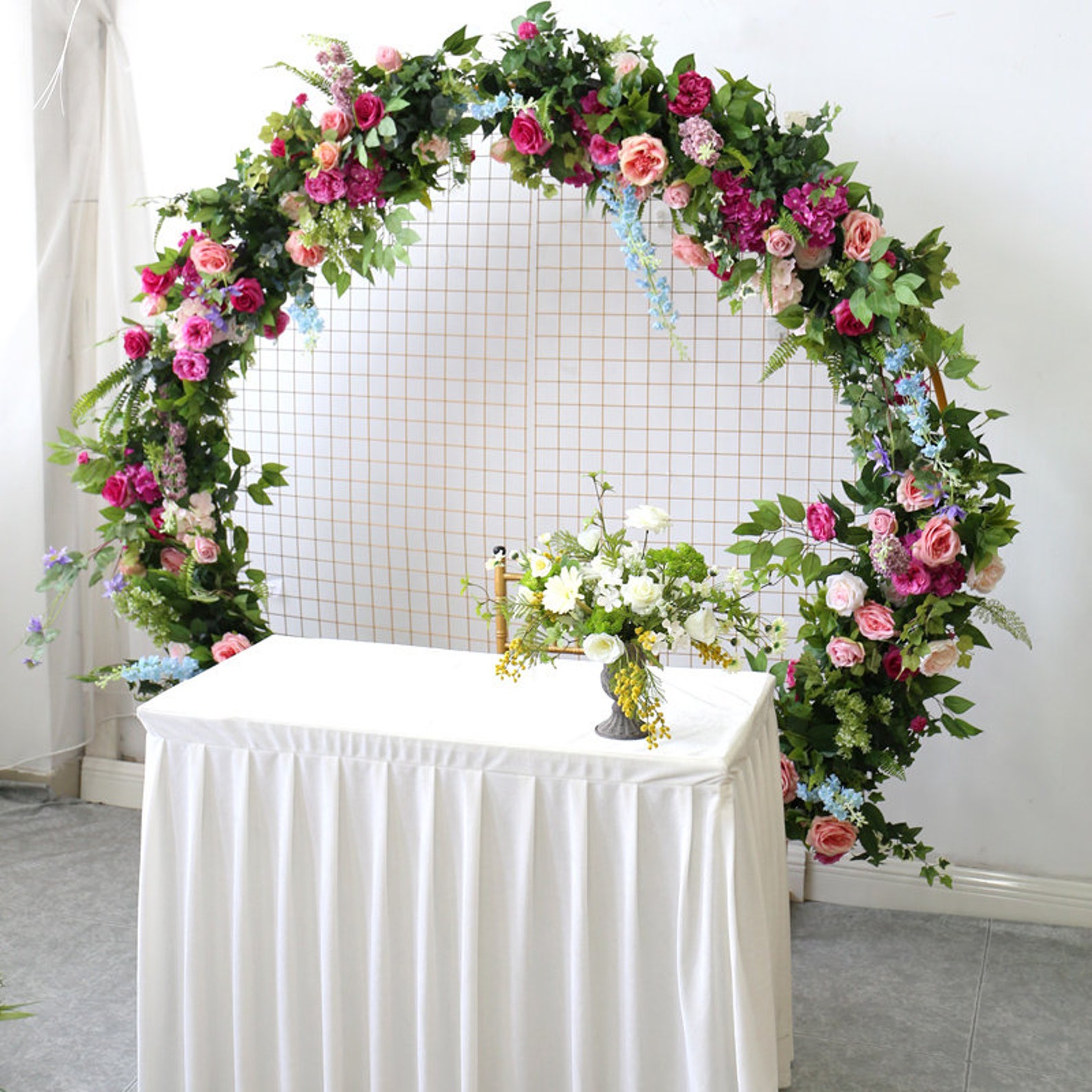 Round Arch Flower Backdrop for Photography Wedding Archway Greenery ...