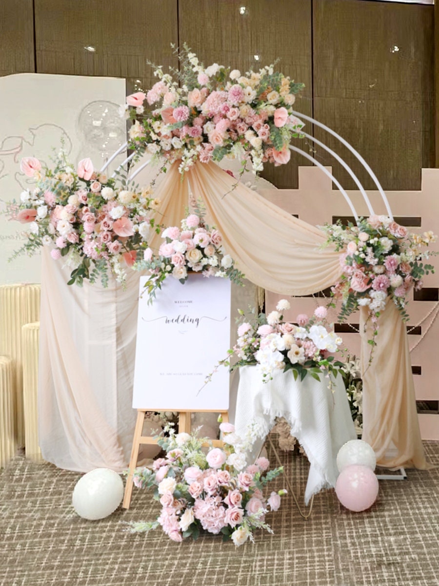 Pink Flower Arch Wedding Arches for Ceremony Flower Backdrop Floral ...