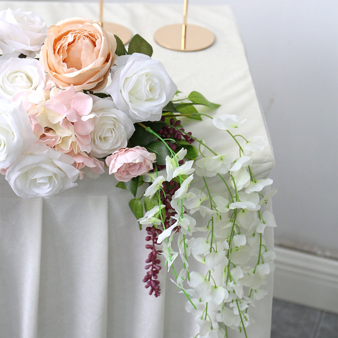 Flower Wedding Arch Table Centerpiece Flower Garland Arrangement Table ...