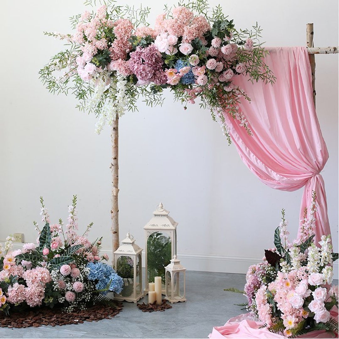 Pink Wedding Archway Flower Arch Outdoor Wedding Backdrop Floral Table ...