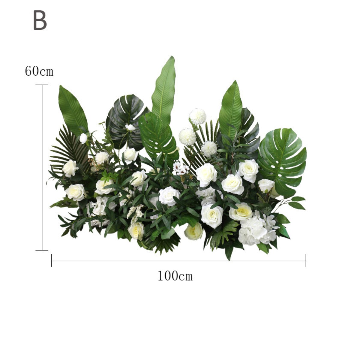 White Rose and Greenary Wedding Arch Flower Monstera Garland | Etsy