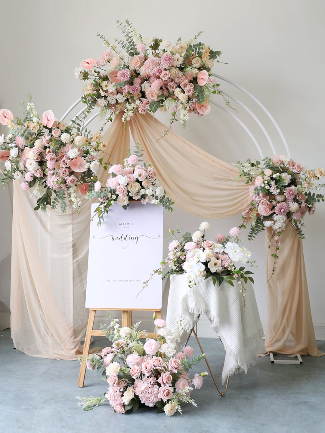 Pink Flower Arch Wedding Arches for Ceremony Flower Backdrop Floral ...