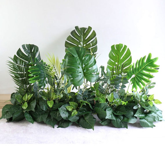 Artificial Plants Tropical Green Leaves Wedding Flower Table Runner Decor Wedding Floral Arch Floral Arrangement Stage Backdrop Decoration Etsy
