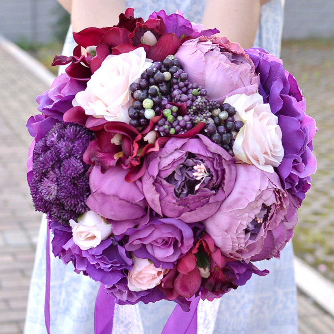 Purple Bridal Bouquet Artificial Rose And Peony Wedding Etsy purple-bridal-bouquet-artificial-rose-and-peony-wedding-etsy