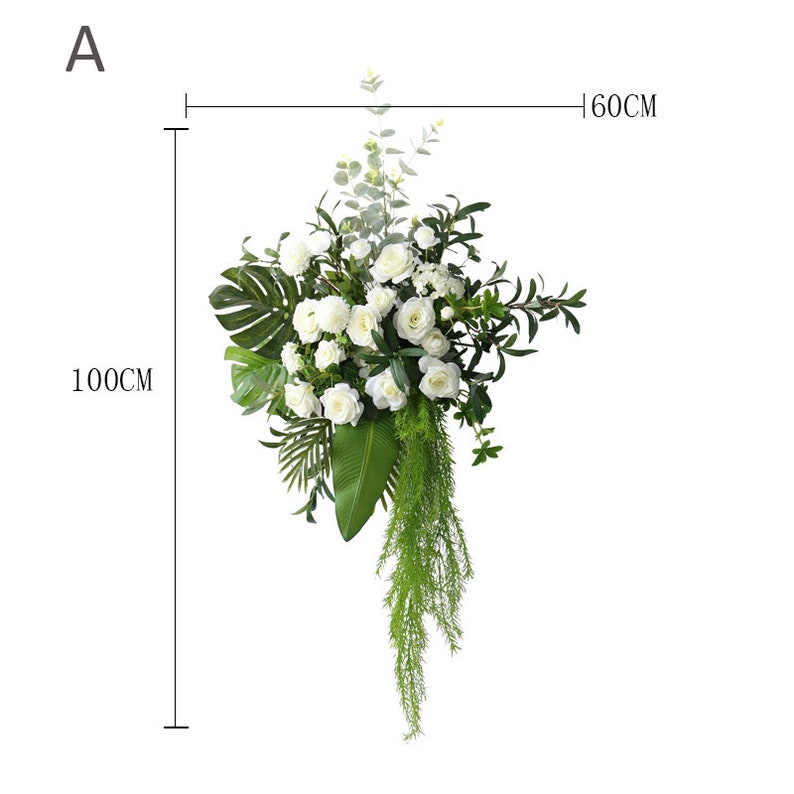 White Rose and Greenary Wedding Arch Flower Monstera Garland | Etsy