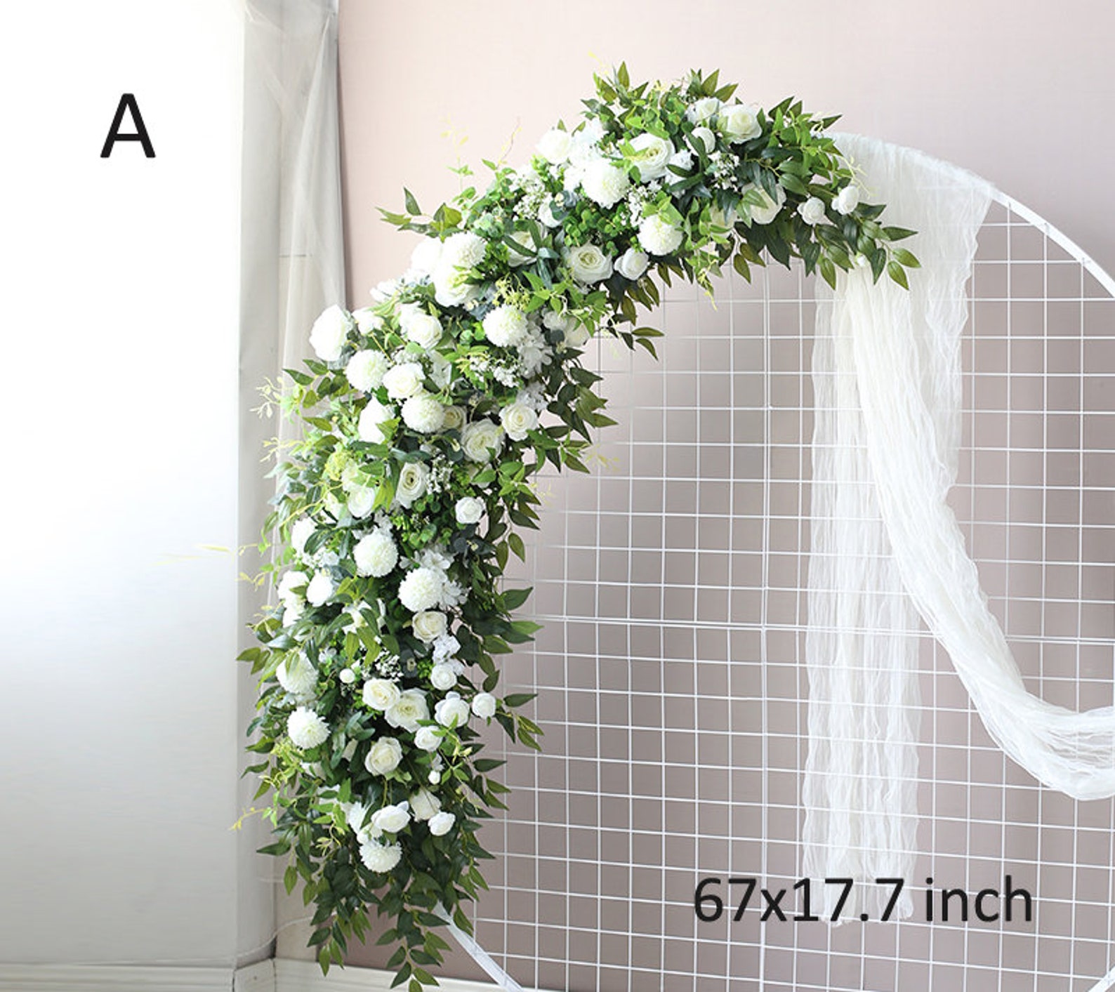 White Flower With Greenery Wedding Arch Flowers and | Etsy